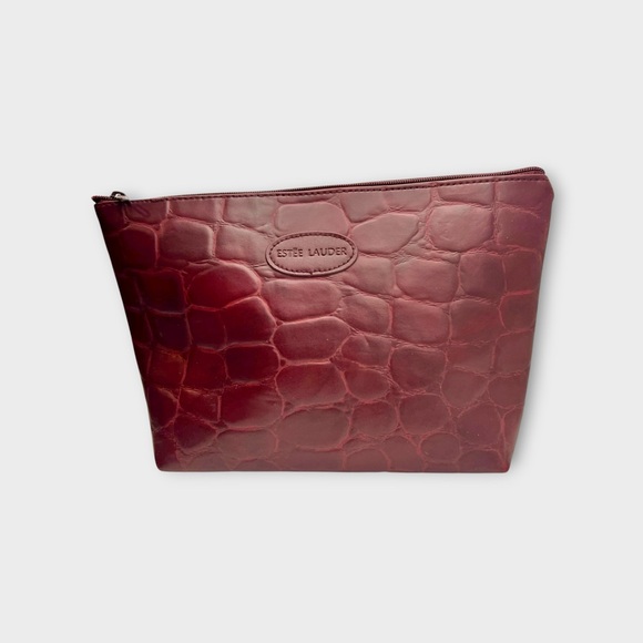 Estee Lauder | Bags | Estee Lauder Burgundy Crocodileembossed ...